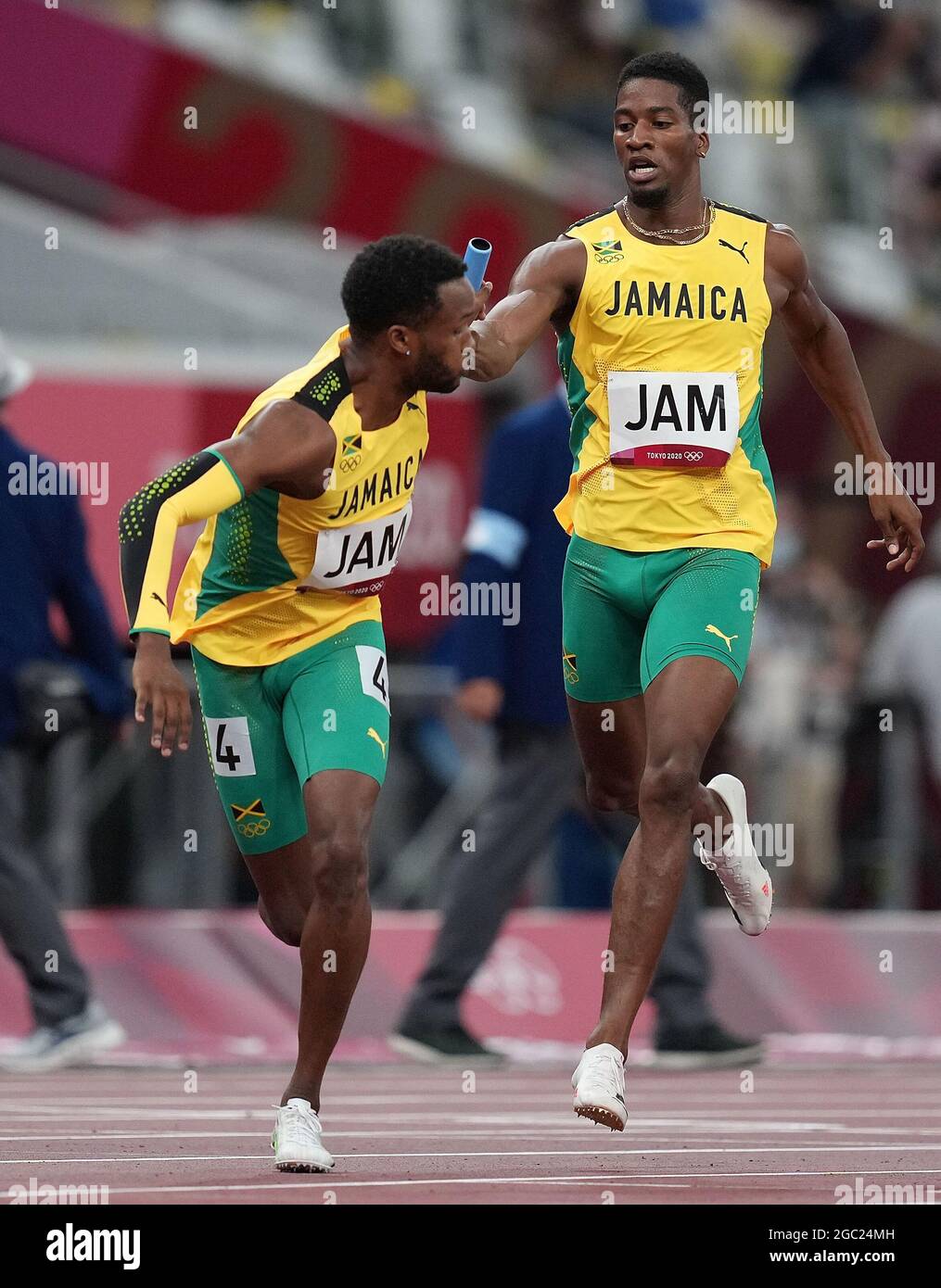 Tokyo, Japan. 6th Aug, 2021. Demish Gaye (R) and Jaheel Hyde of Team ...