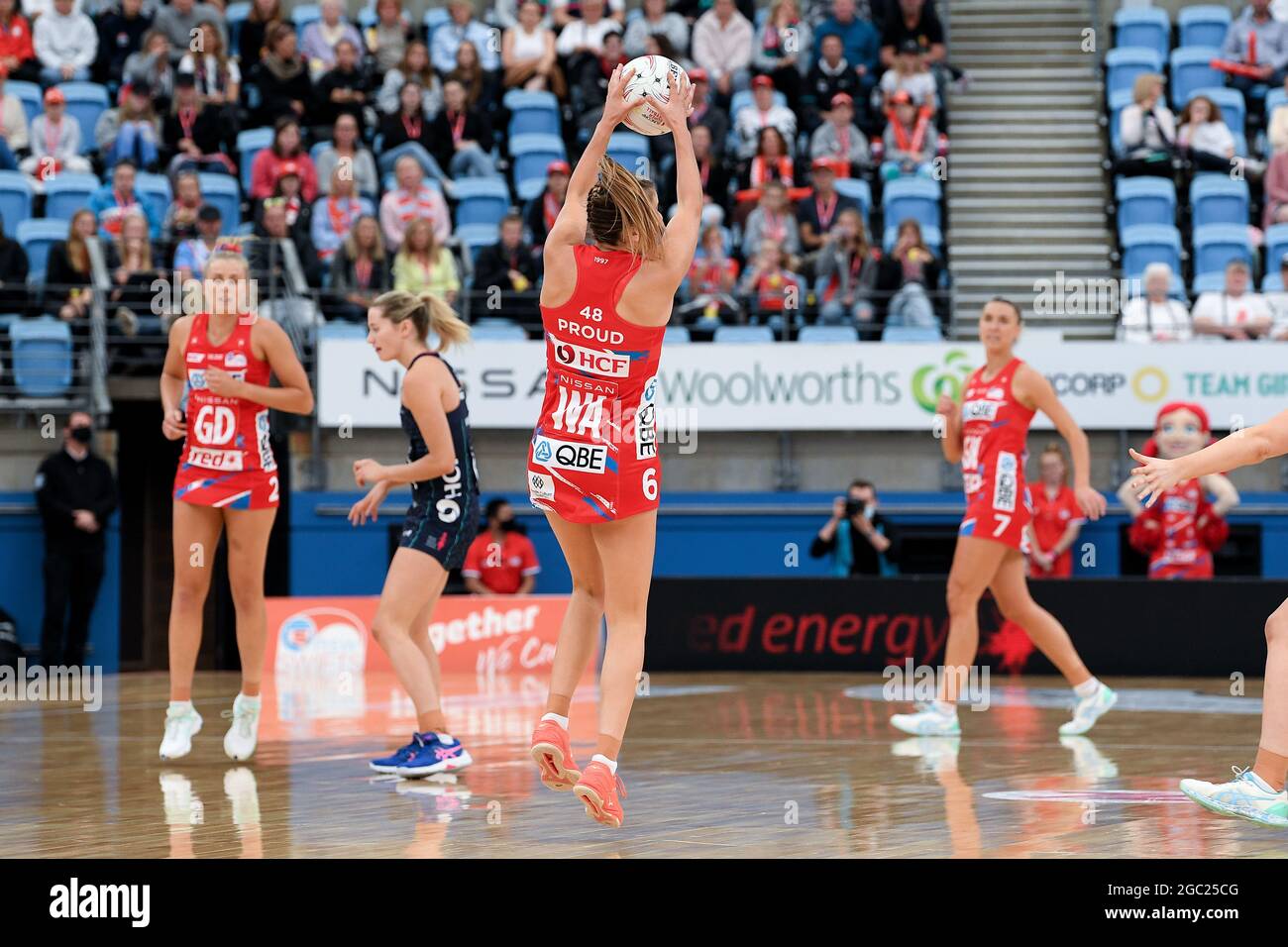 SYDNEY, AUSTRALIA - MAY 16: Maddy Proud of the NSW Swifts catches the ...