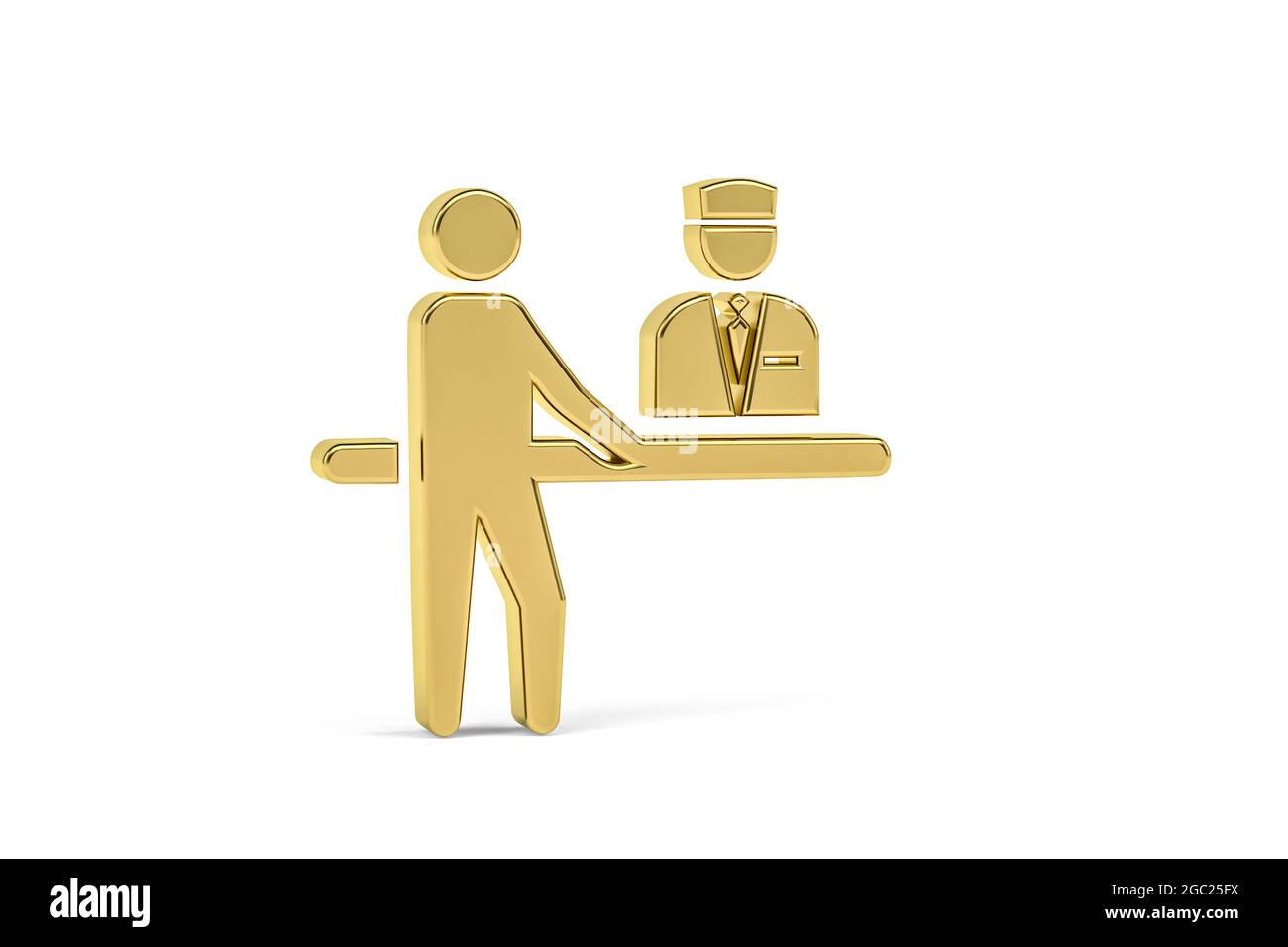 Golden 3d receptionist icon isolated on white background - 3D render ...