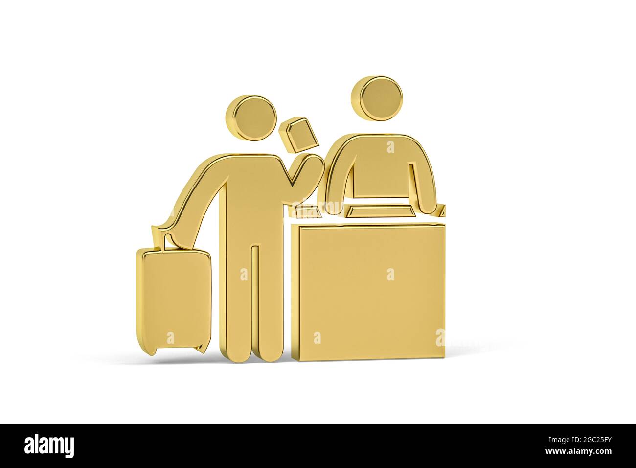 Golden 3d receptionist icon isolated on white background - 3D render ...