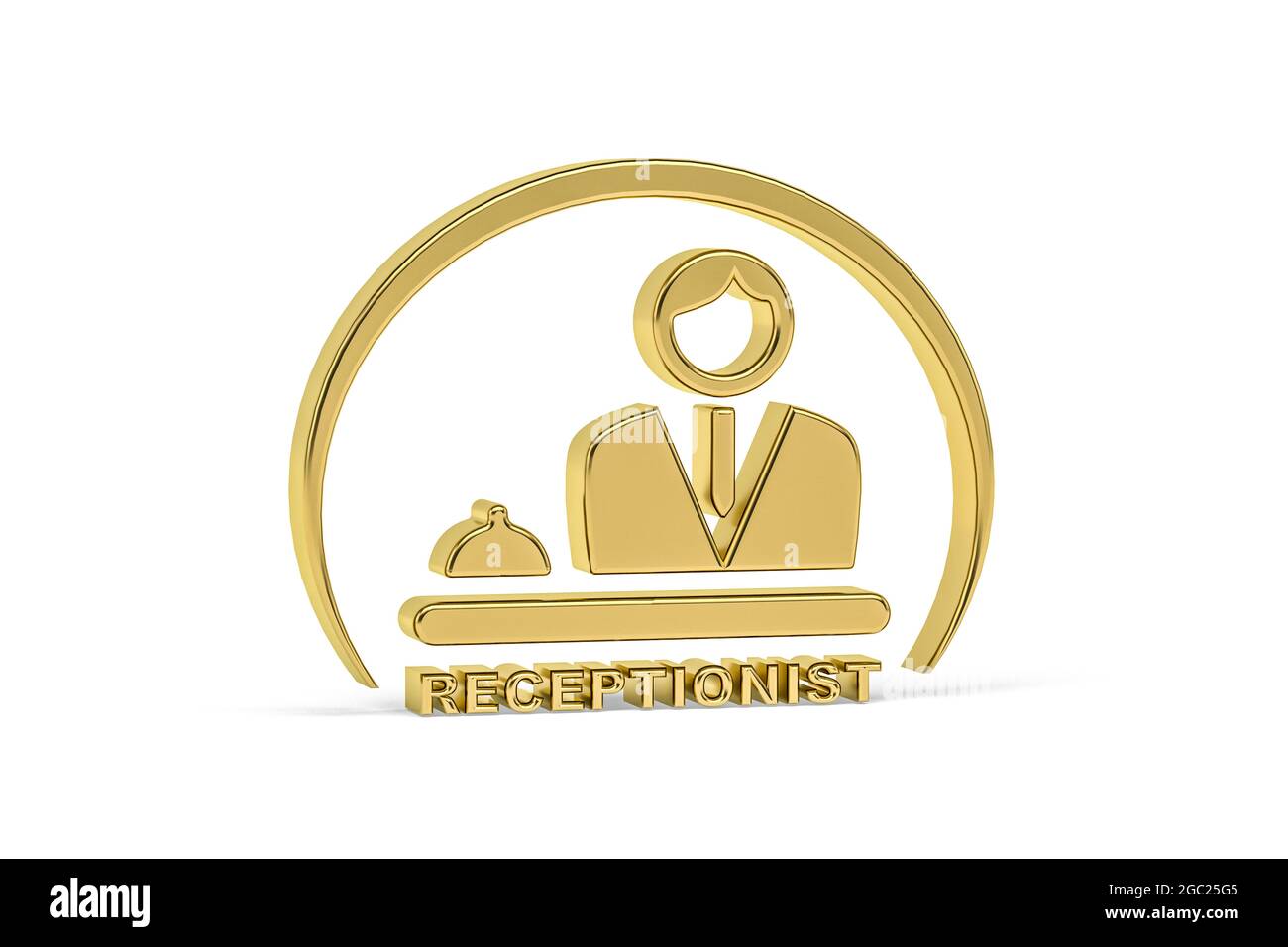 Golden 3d receptionist icon isolated on white background - 3D render ...