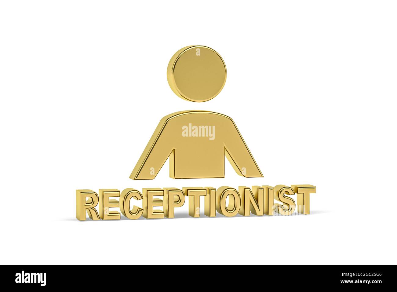 Golden 3d receptionist icon isolated on white background - 3D render ...