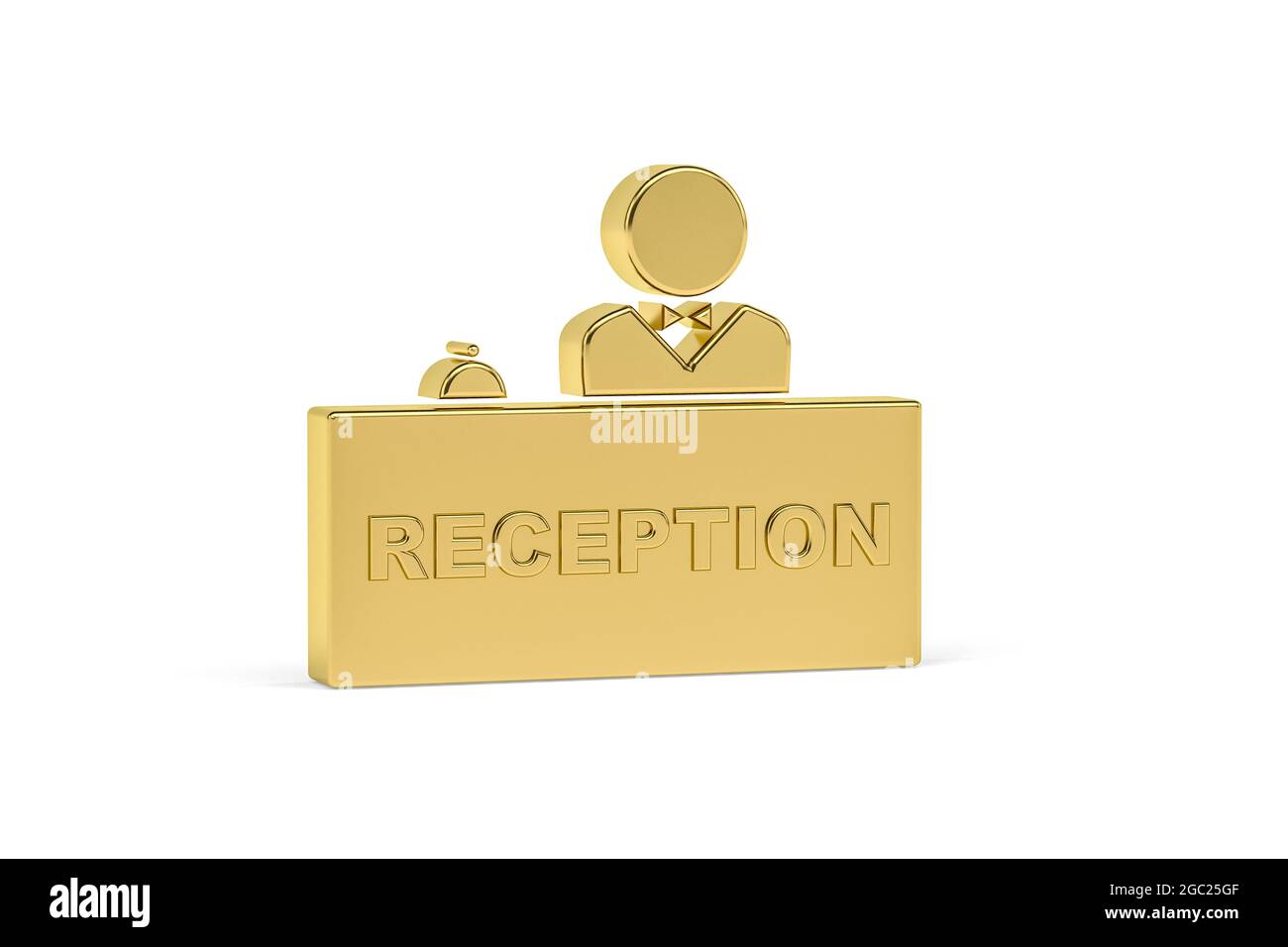 Golden 3d receptionist icon isolated on white background - 3D render ...
