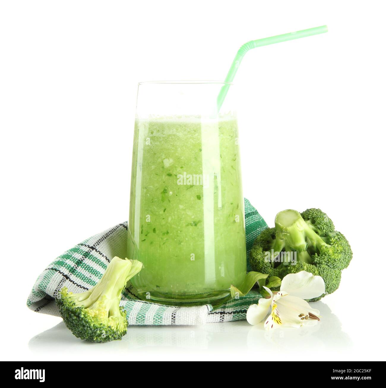 Glass of broccoli juice, isolated on white Stock Photo - Alamy