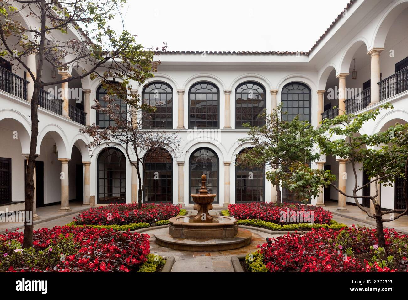 Interior courtyard garden at the Botero Museum in Bogota, Colombia ...