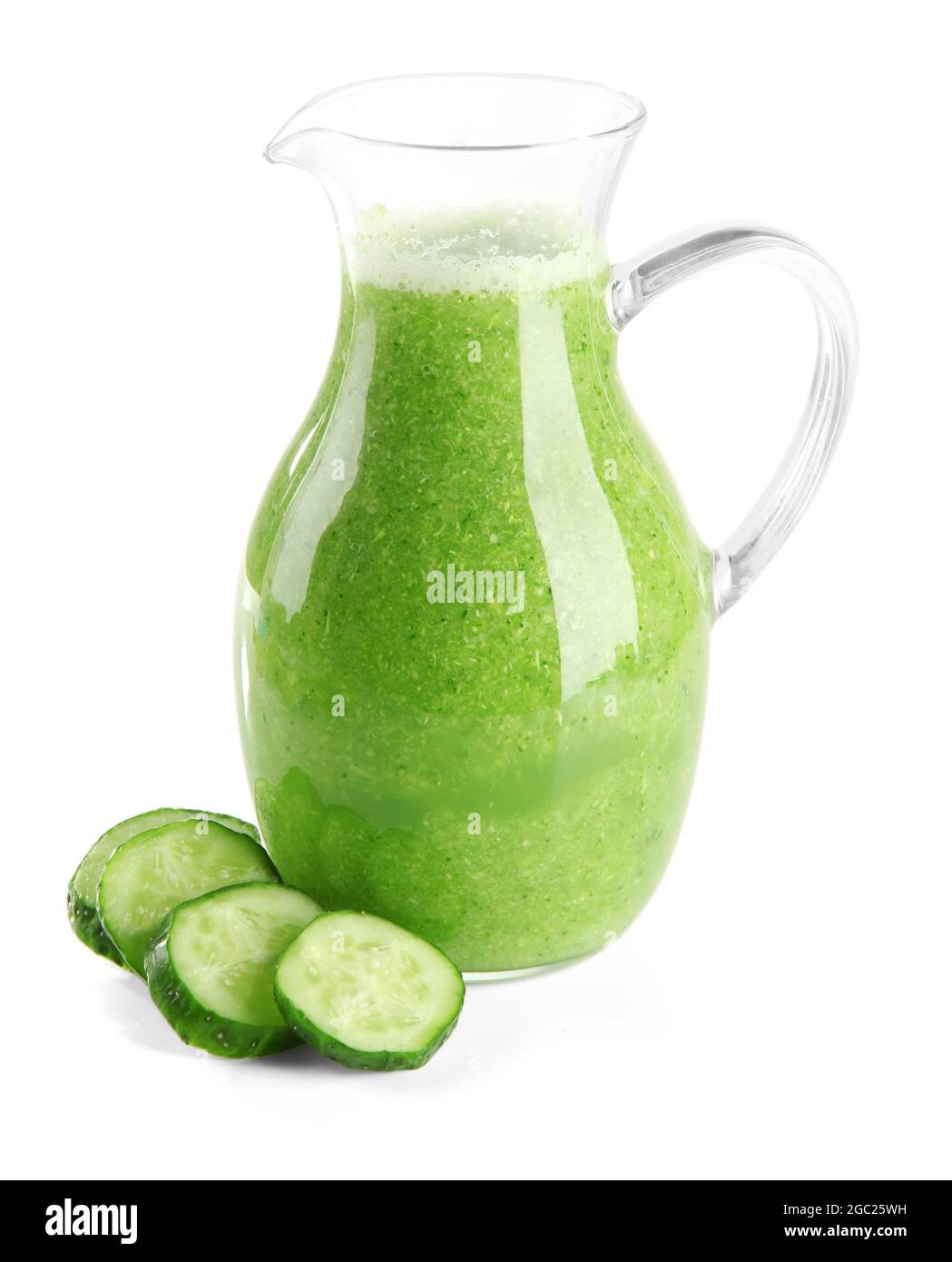 Glass pitcher of cucumber juice isolated on white Stock Photo - Alamy