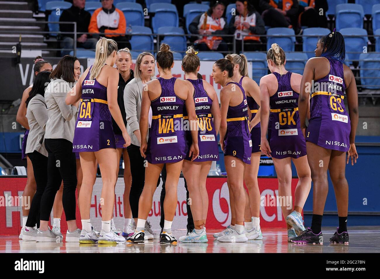 SYDNEY, AUSTRALIA - MAY 16: Firebirds coach Megan Anderson talks to her ...