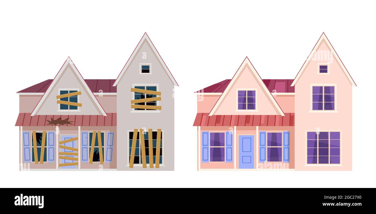 Abandoned neglected house Stock Vector Images - Alamy