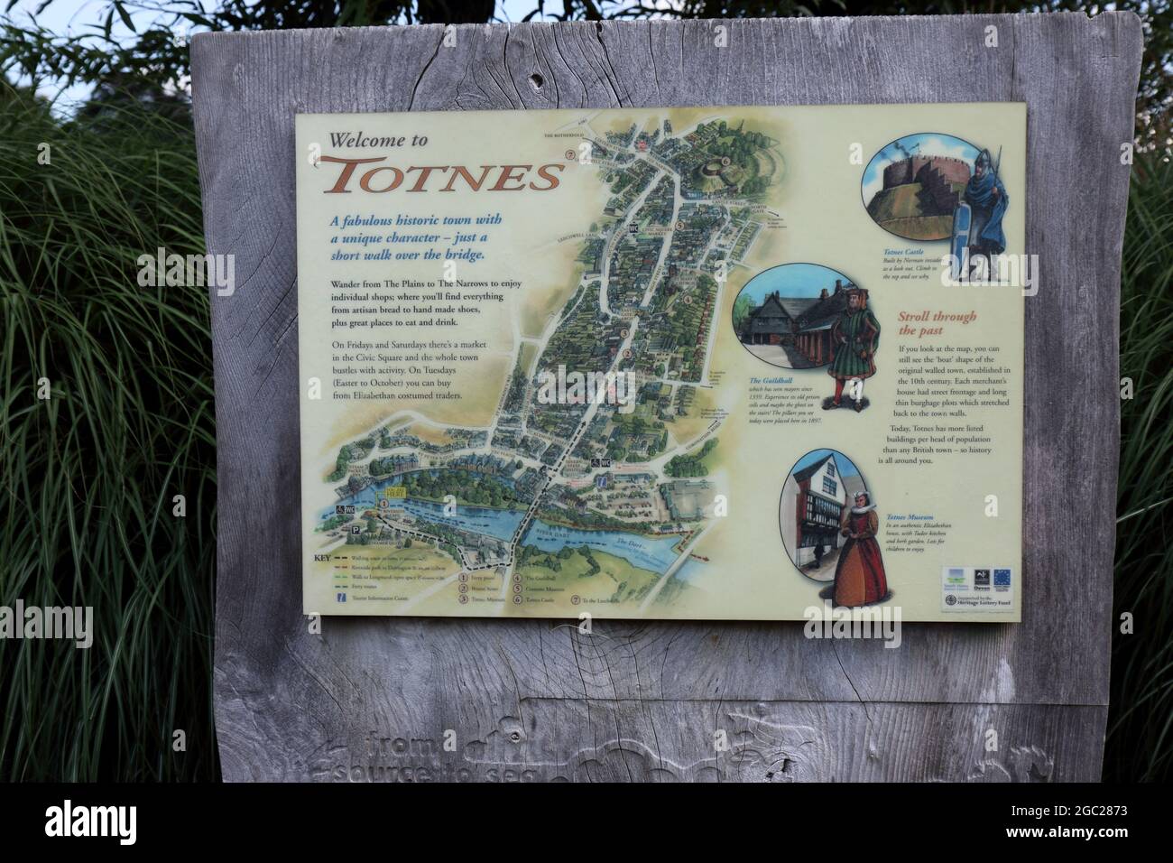 Map of Totnes on public display in the town Stock Photo - Alamy