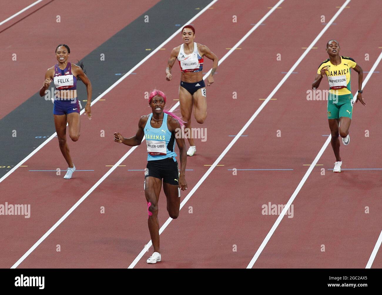 Tokyo, Japan. 06th Aug, 2021. Shaunae Miller-Uibo of the Bahamas ...
