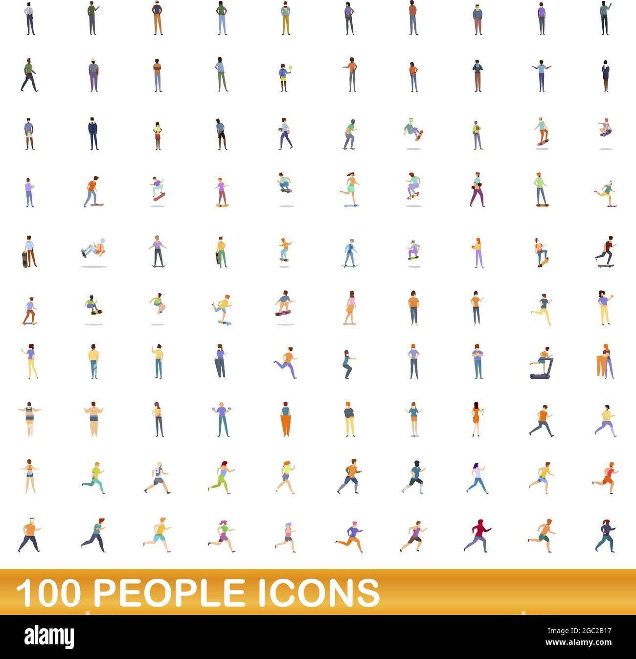 100 people icons set. Cartoon illustration of 100 people icons vector ...