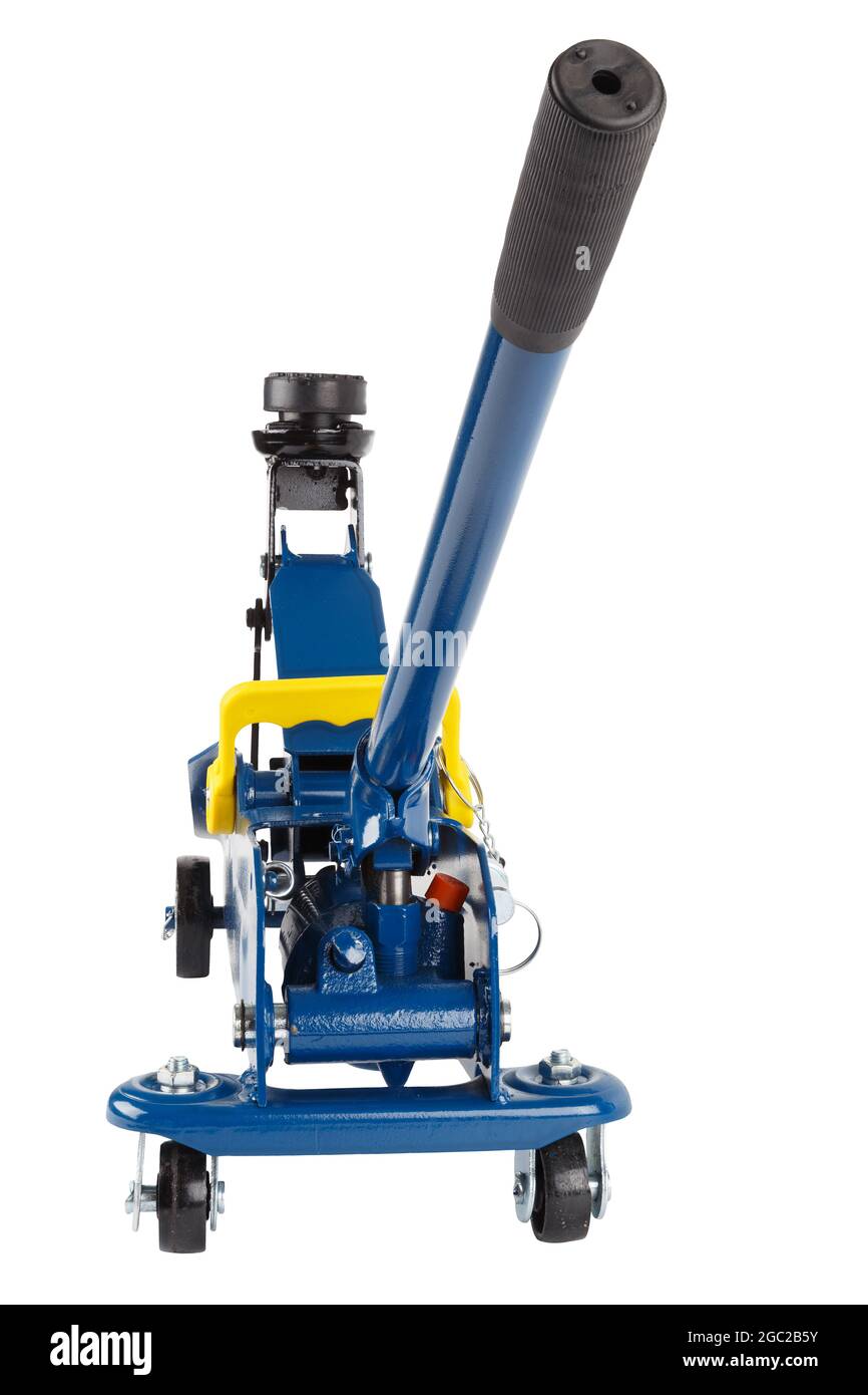 blue hydraulic car jack isolated on white background, 2 ton capacity ...