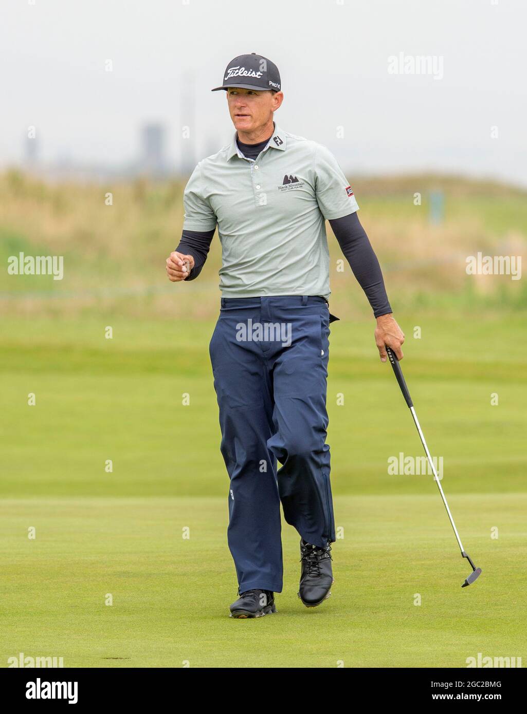 USA's Berry Henson after holing a put on the 14th green during day two ...