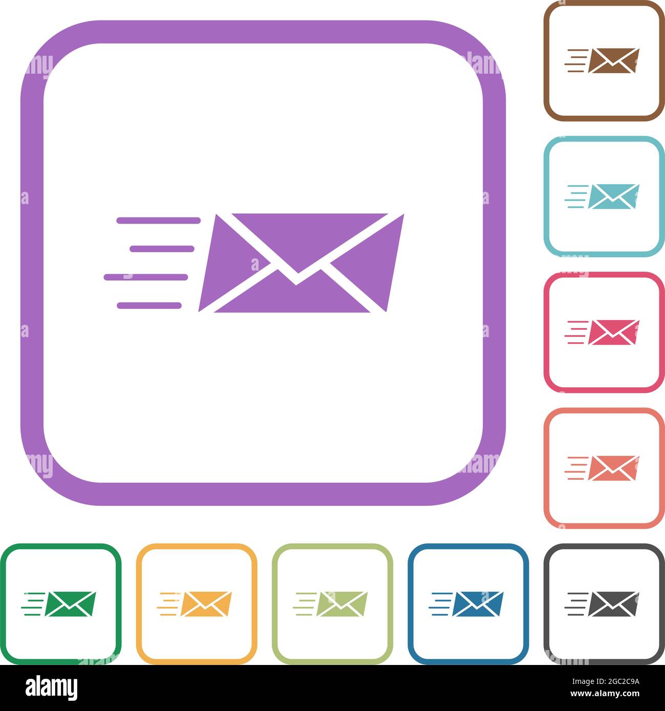 Sending express mail solid simple icons in color rounded square frames ...