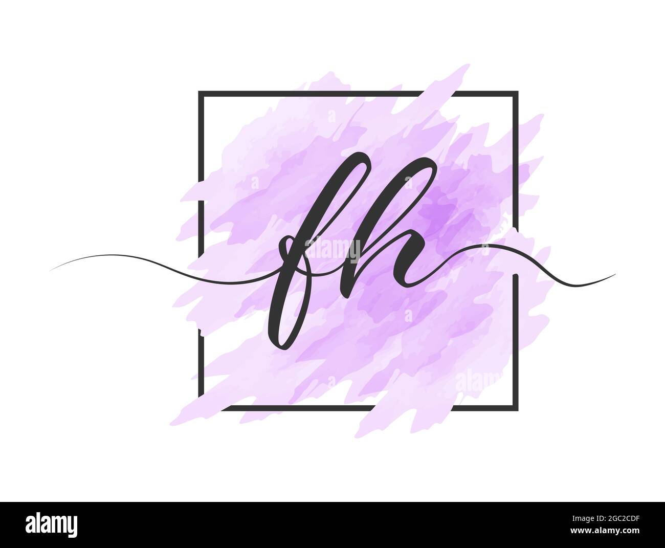 calligraphic lowercase letters F and H are written in a solid line on a ...