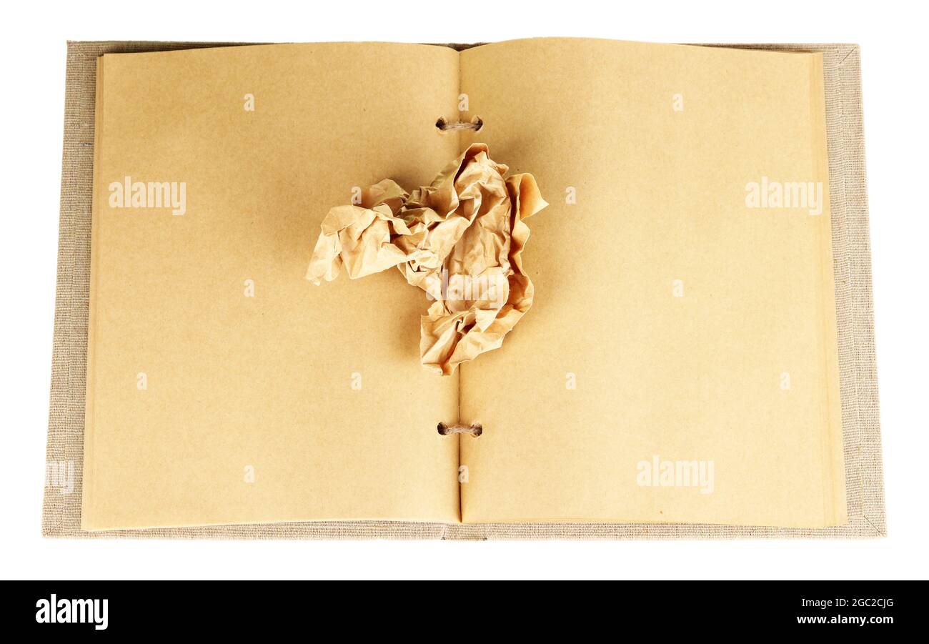 Beautiful old notebook isolated on white Stock Photo - Alamy