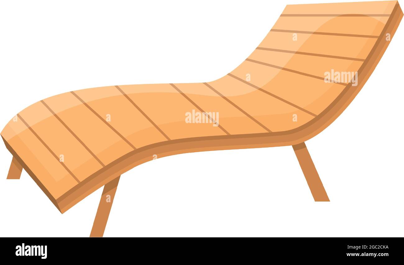 Wood chaise lounge icon cartoon vector. Beach chair. Sunbed deck Stock ...