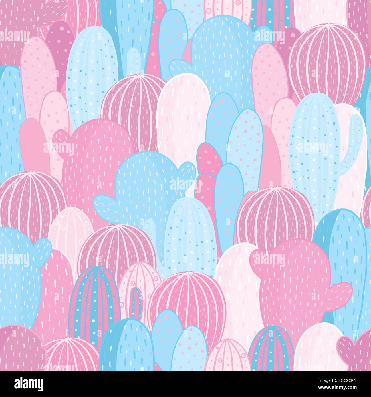 Seamless pattern cactus pink and blue. Vector texture for textile ...