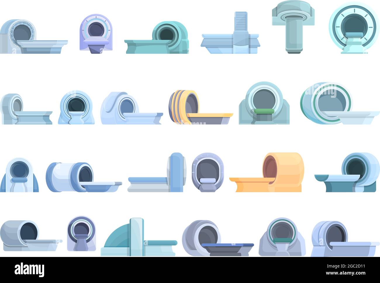 Magnetic resonance tomography icons set cartoon vector. Ct scan ...