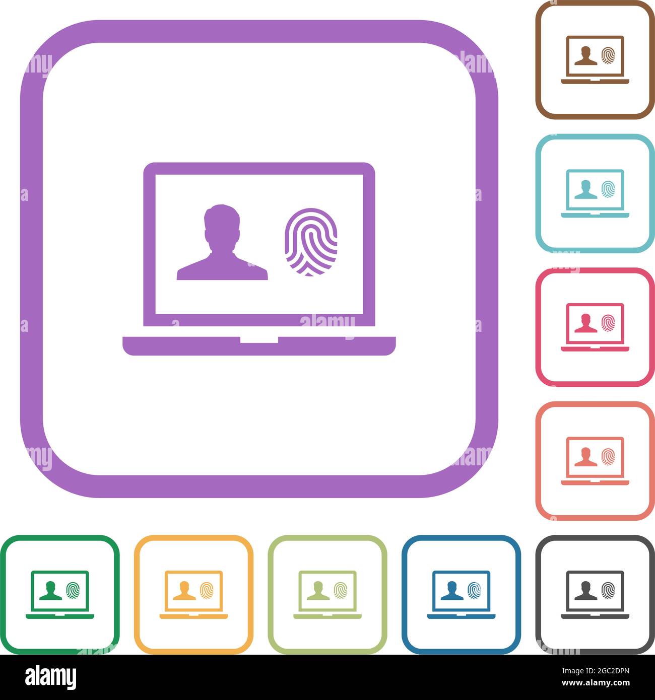Criminal background check simple icons in color rounded square frames ...