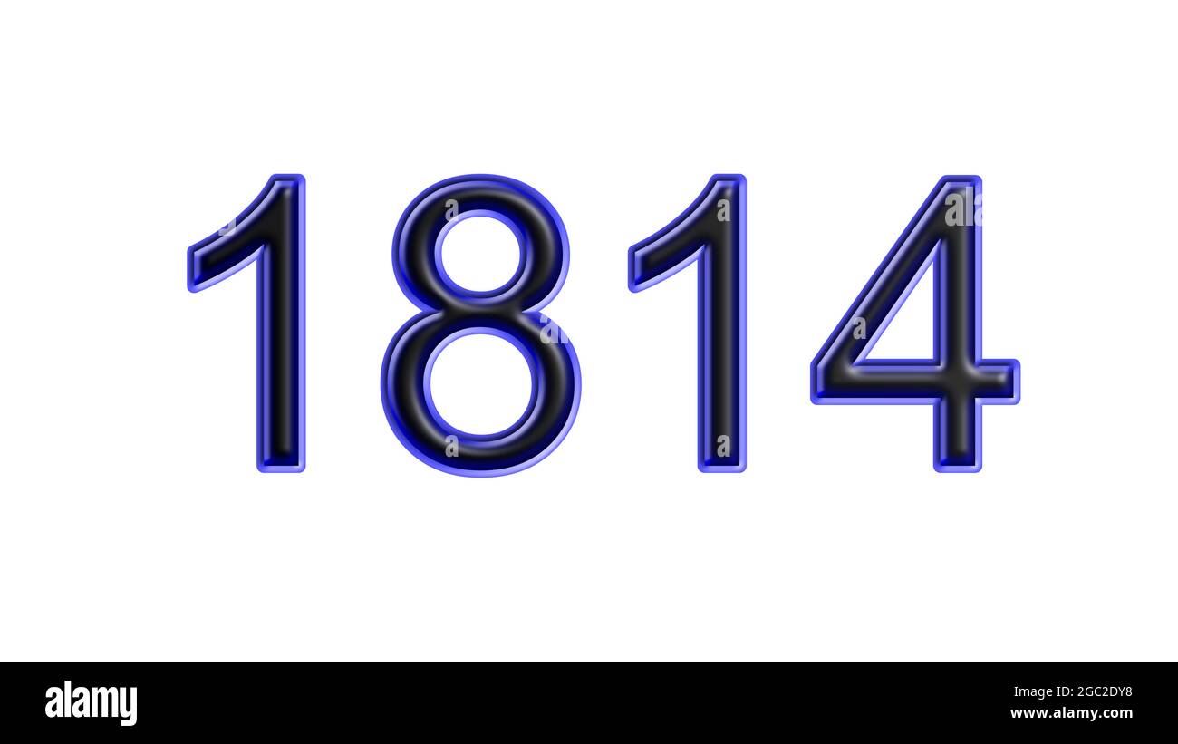 blue 1814 number 3d effect white background Stock Photo - Alamy