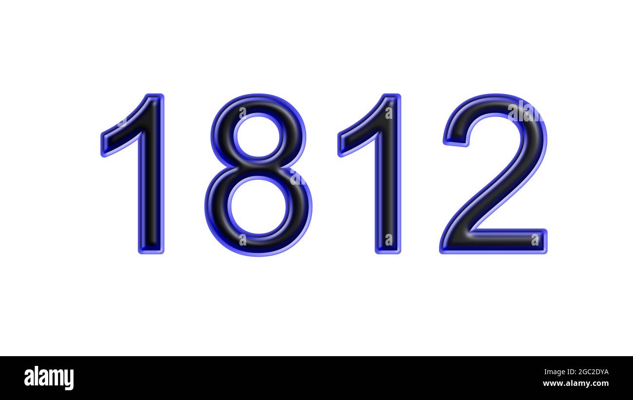 blue 1812 number 3d effect white background Stock Photo - Alamy