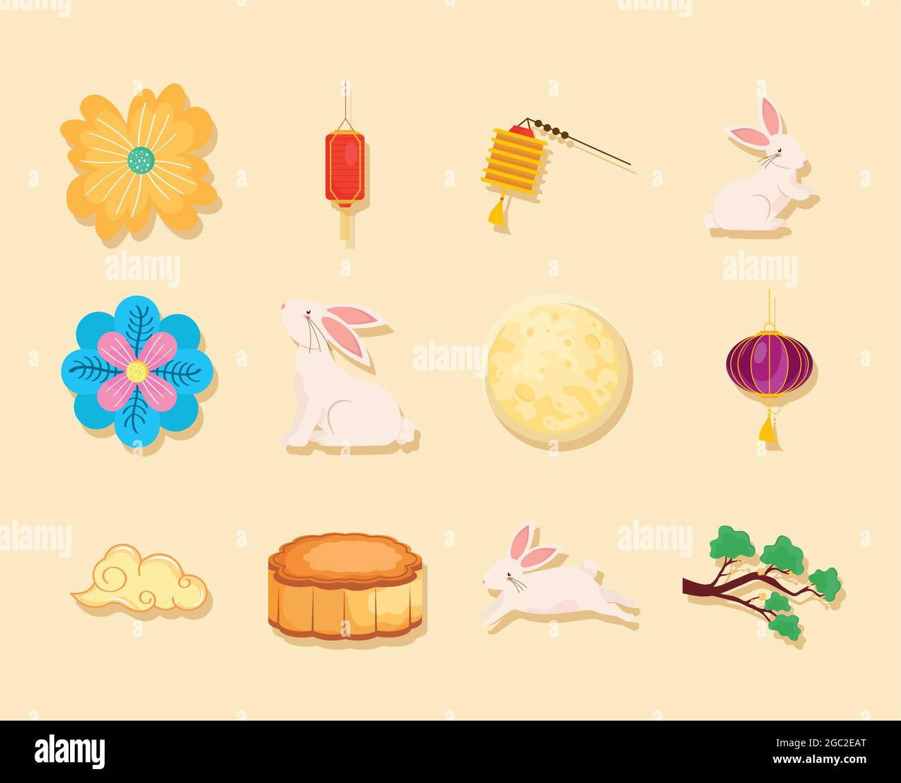 bundle of icons chinese moon Stock Vector Image & Art - Alamy