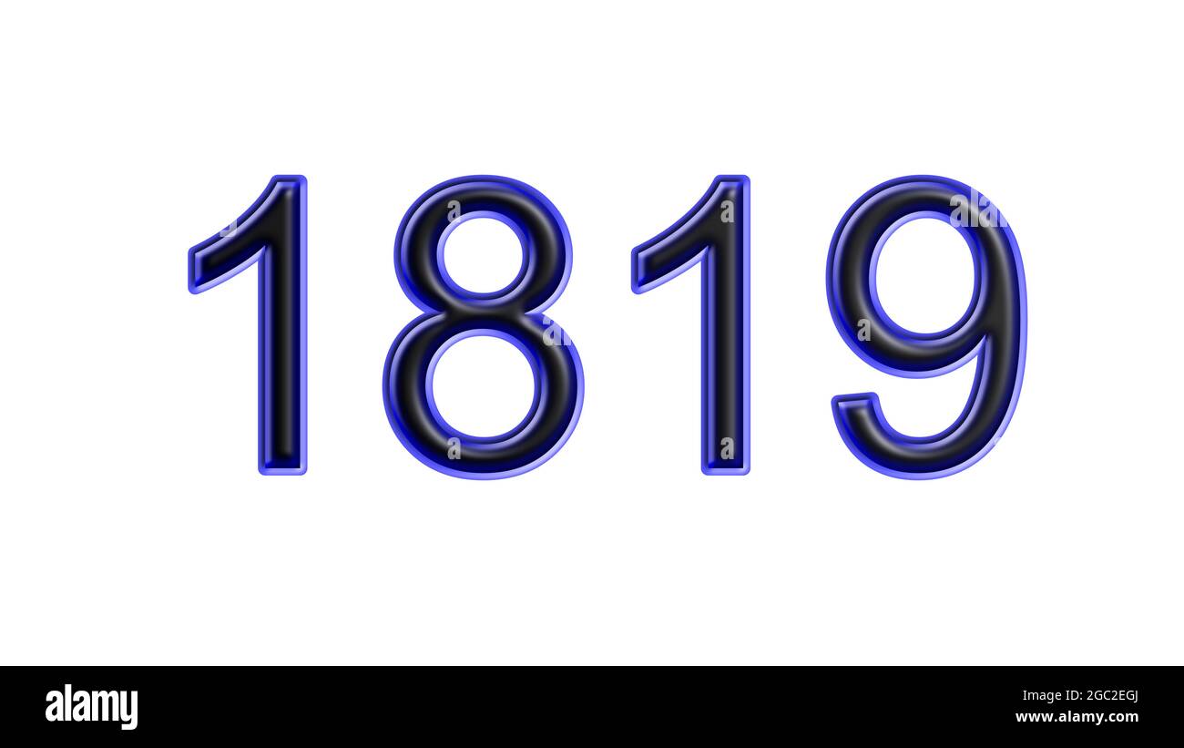 blue 1819 number 3d effect white background Stock Photo - Alamy