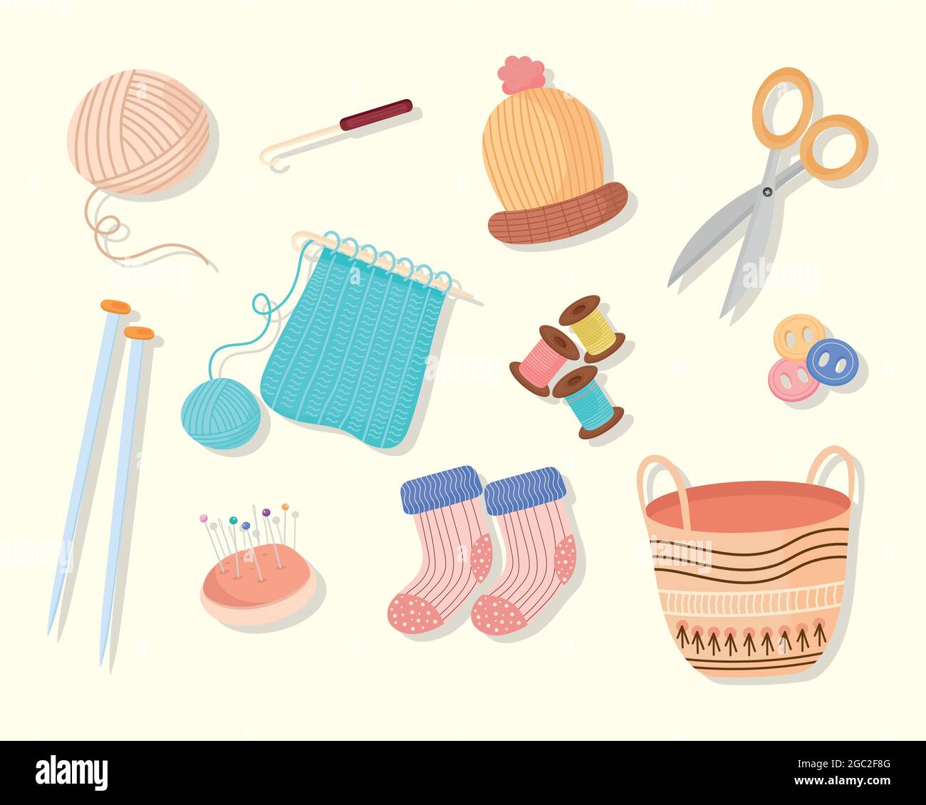 icons of knitting and yarn Stock Vector Image & Art - Alamy