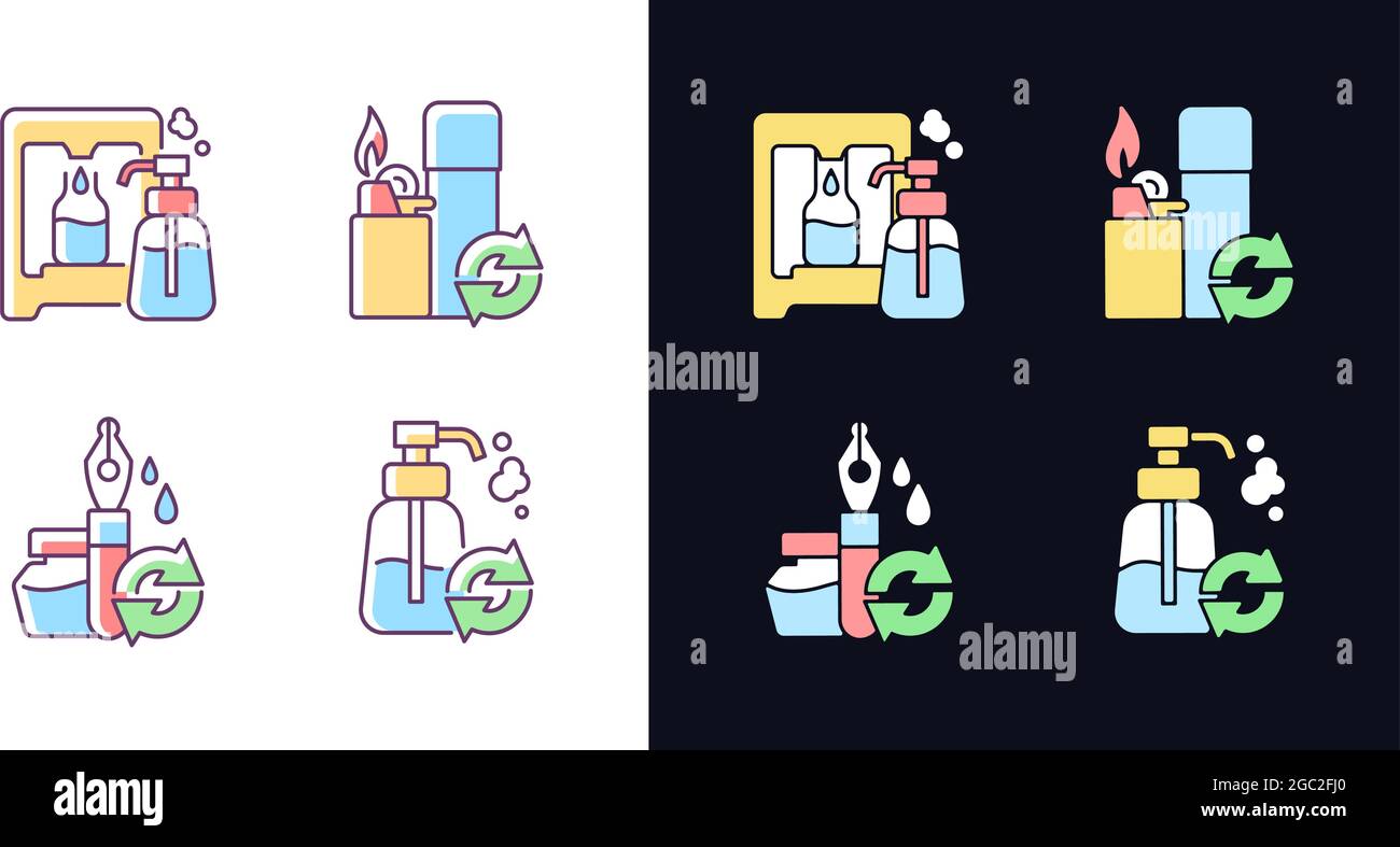 Products refill light and dark theme RGB color icons set Stock Vector ...