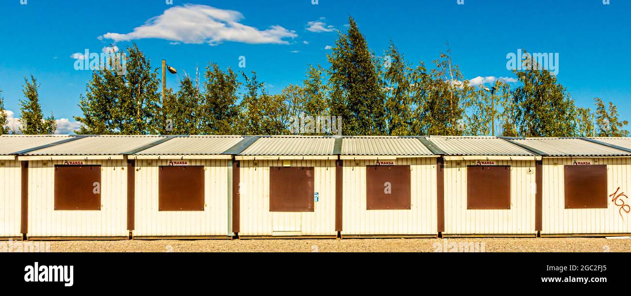 Construction site welfare units in Hermanninranta Stock Photo - Alamy