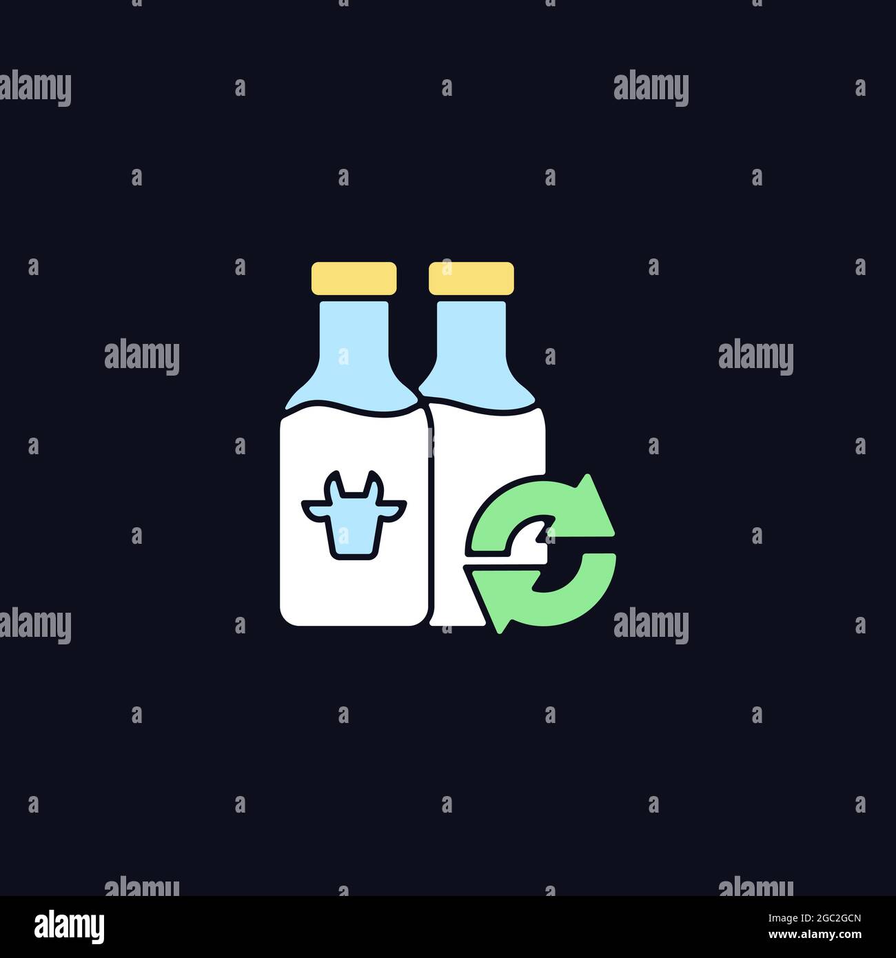Refillable milk bottles RGB color icon for dark theme Stock Vector ...