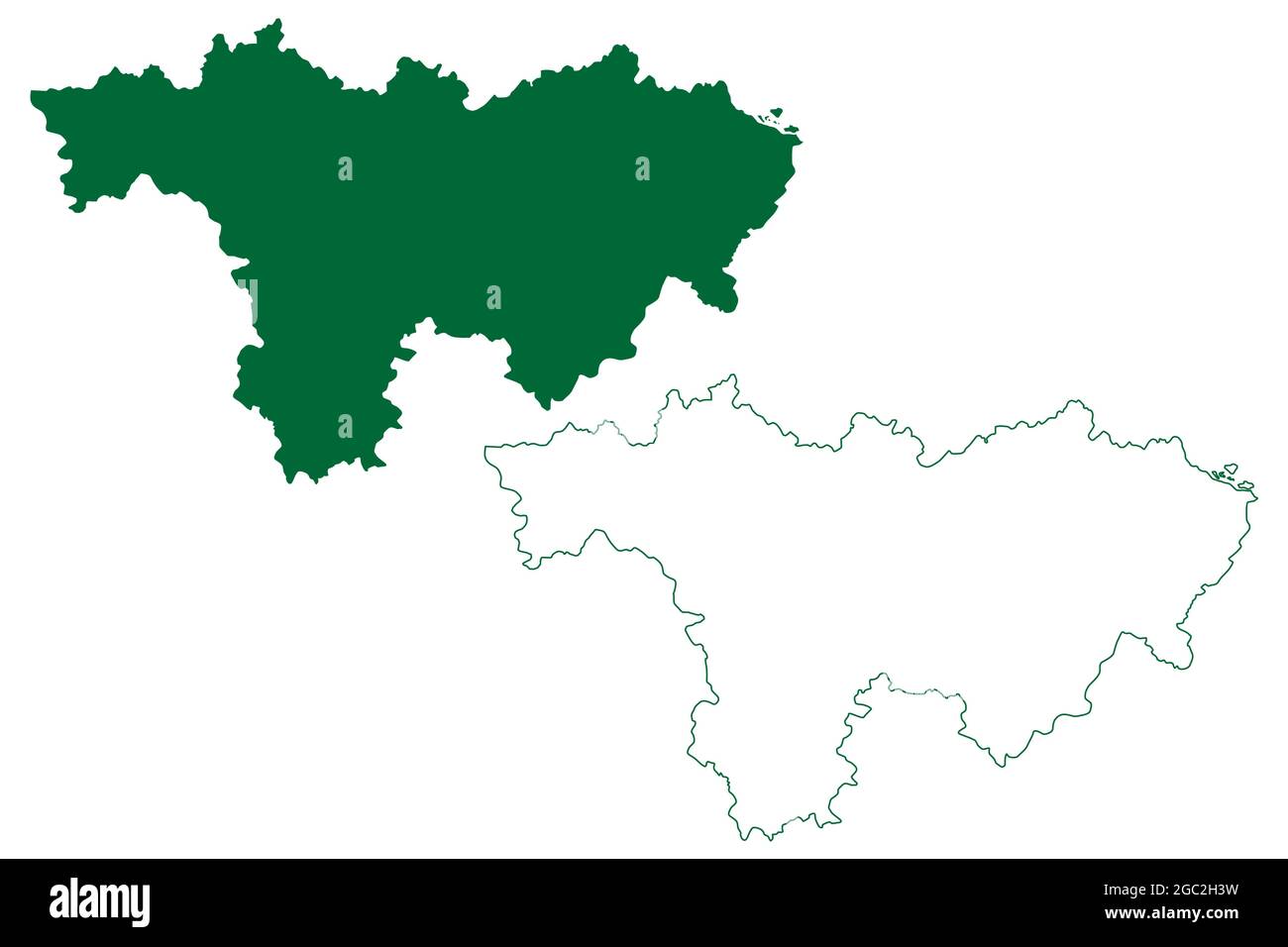 Aligarh district (Uttar Pradesh State, Republic of India) map vector ...