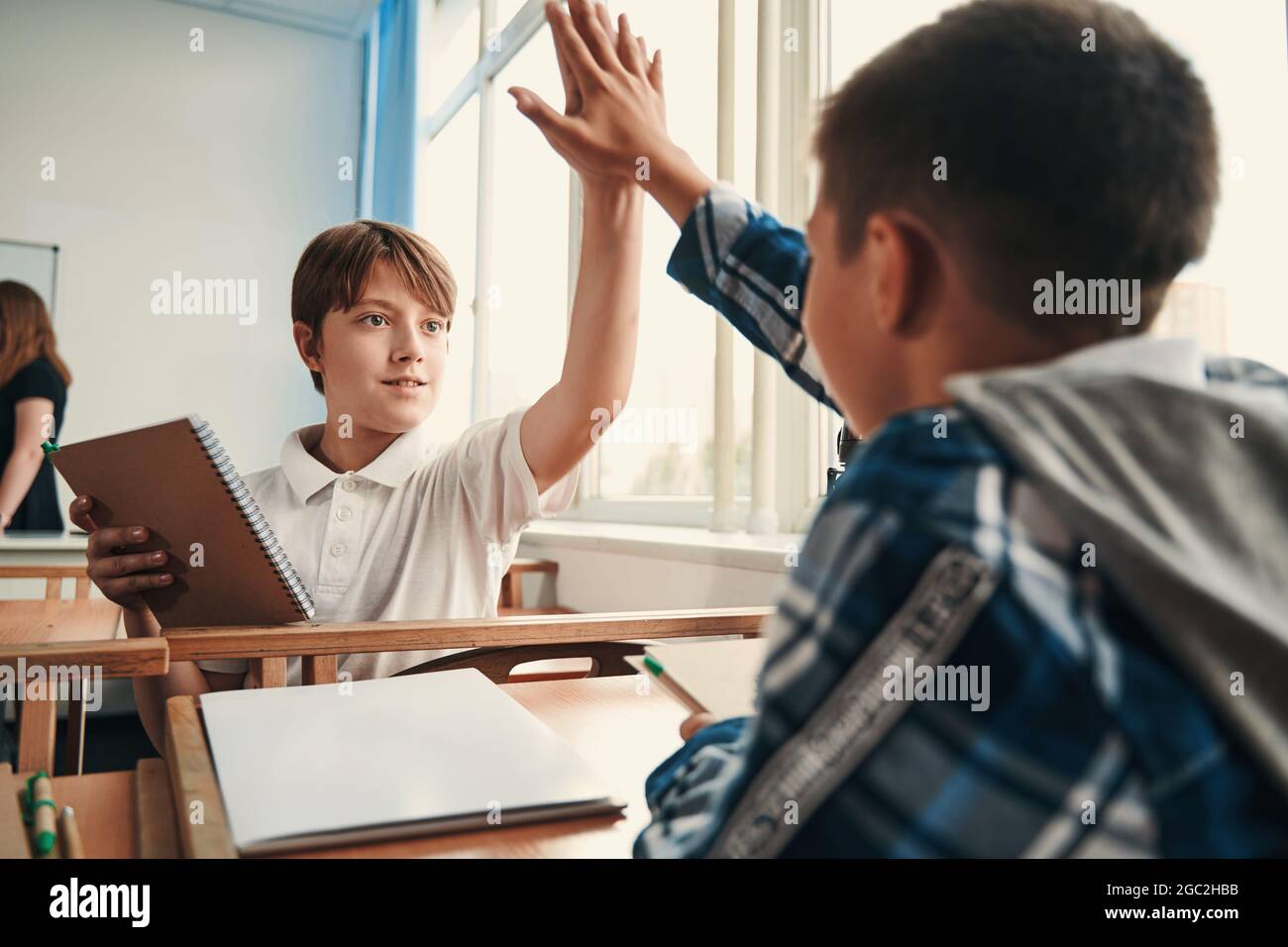 Teamwork at the lesson teaching children to cooperate Stock Photo - Alamy