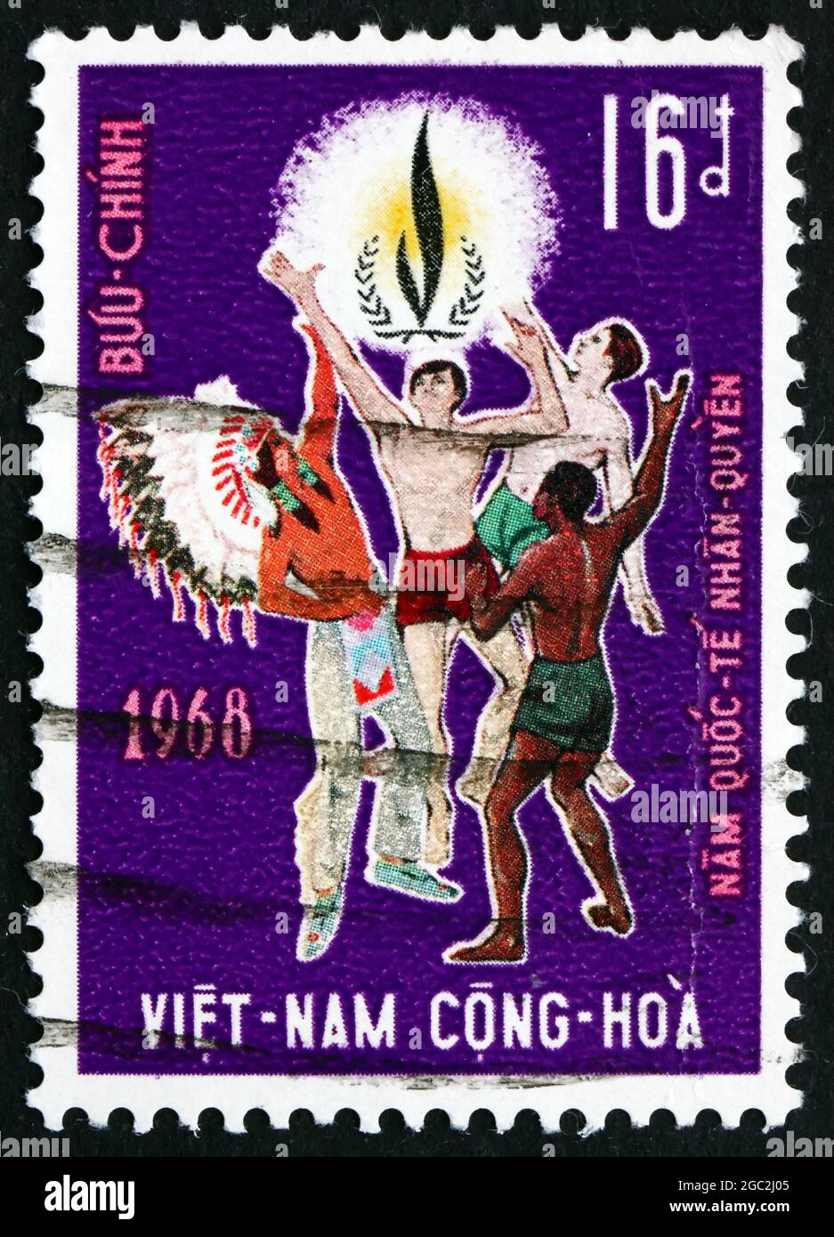 VIETNAM - CIRCA 1968: a stamp printed in Vietnam shows Men of Various ...
