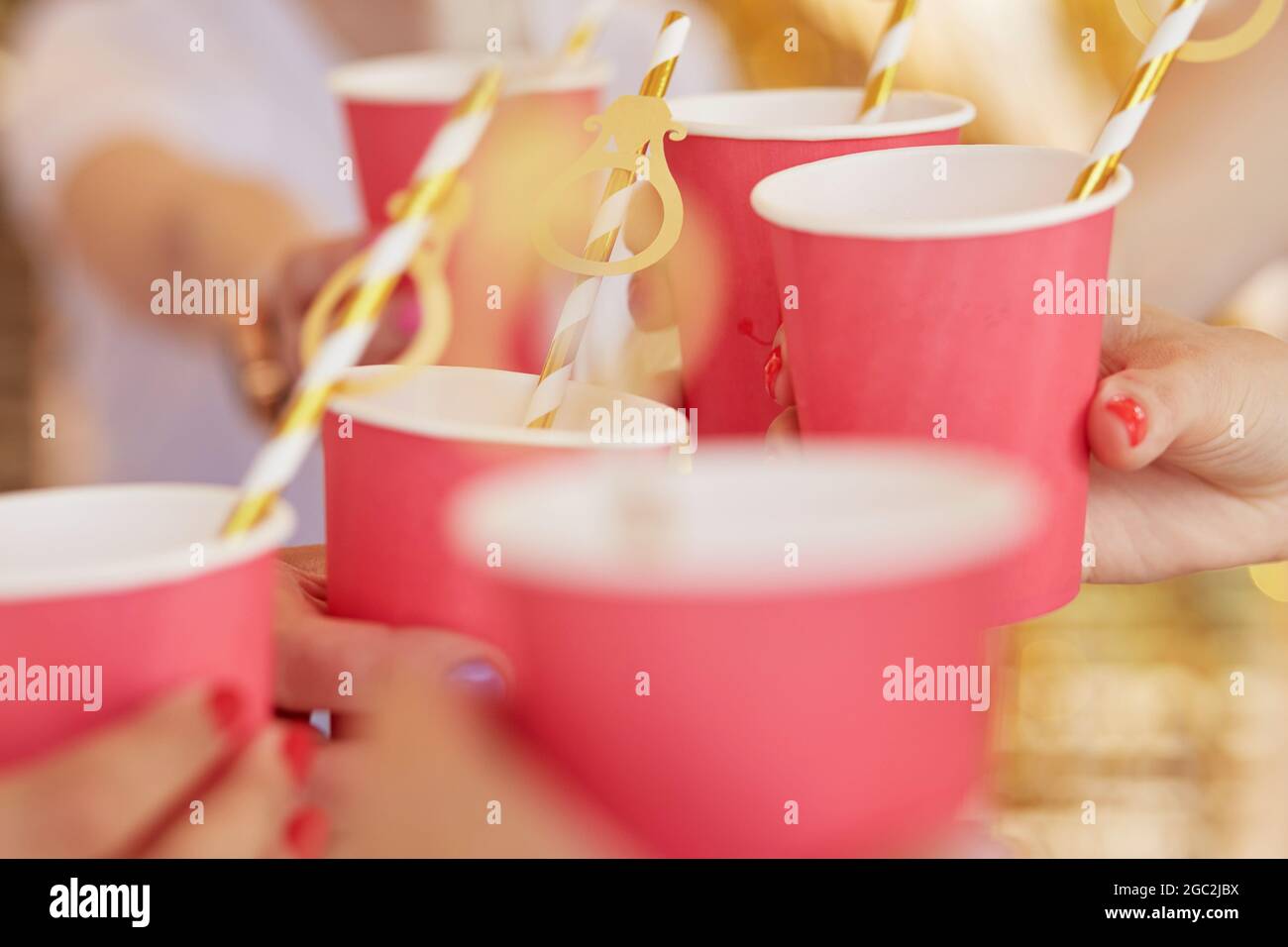 Bachelorette party with mojito cocktails outside. Summer party before ...