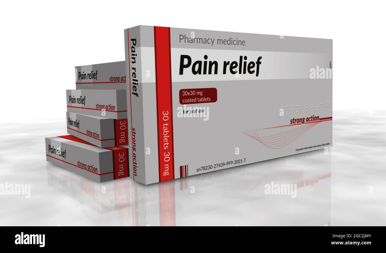Pain relief tablets box production line. Emergency painkiller, headache ...