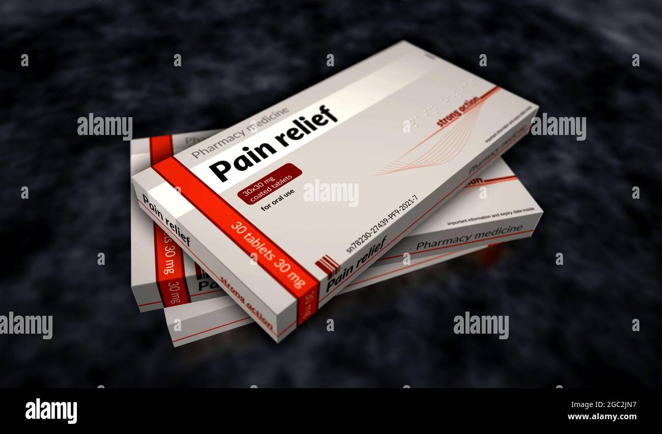 Pain relief tablets box production line. Emergency painkiller, headache ...