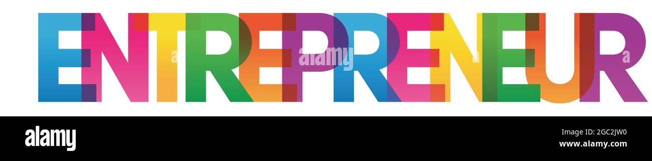 ENTREPRENEUR word vector illustration. Colored rainbow text. Vector ...