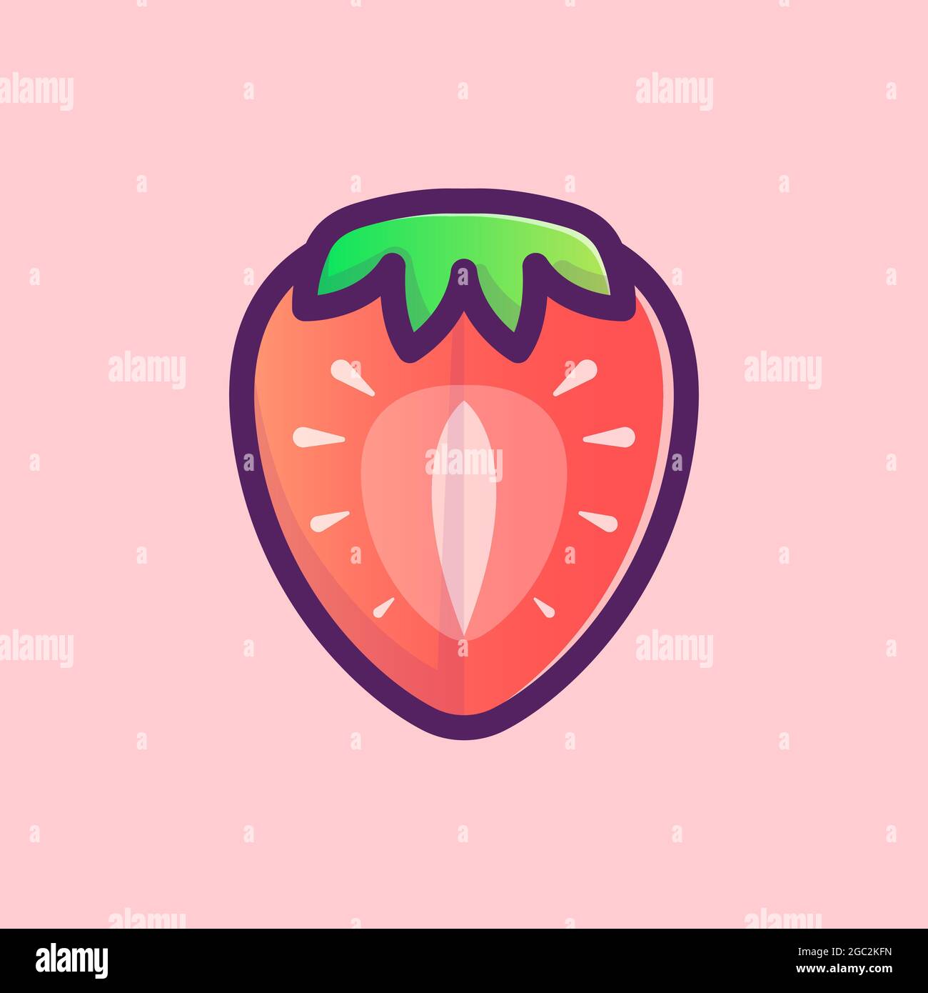 Split strawberry illustration. Cartoon style Stock Vector Image & Art ...