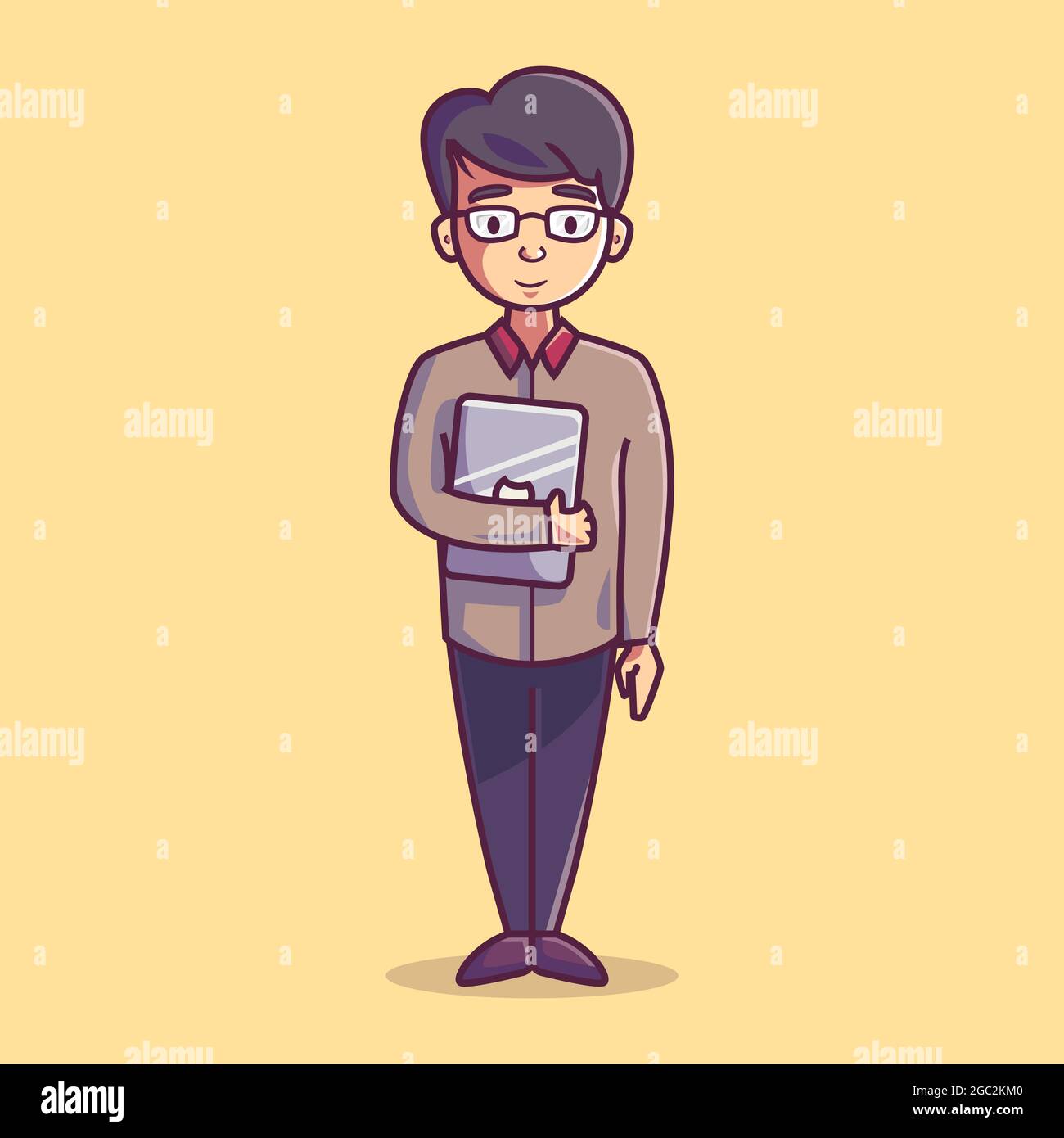 Profession character mascot: Programmer. Cartoon style illustration ...