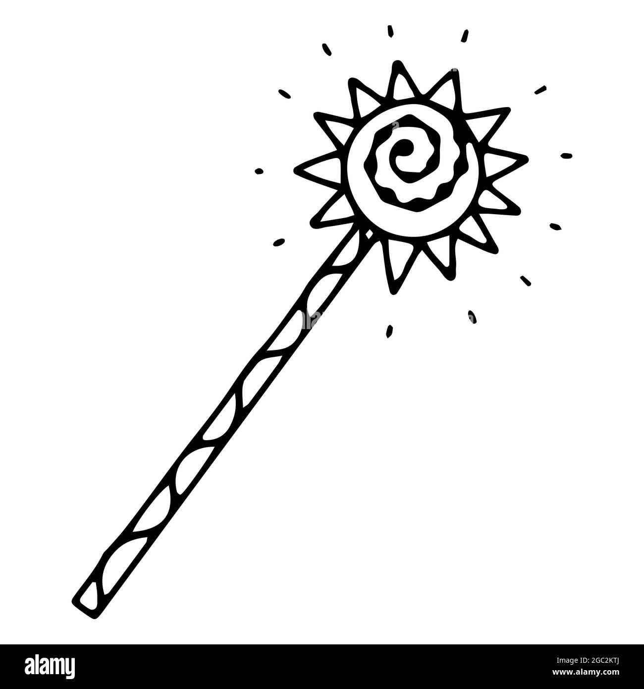 Vector hand drawn magic wand outline doodle icon. Magic wand sketch ...