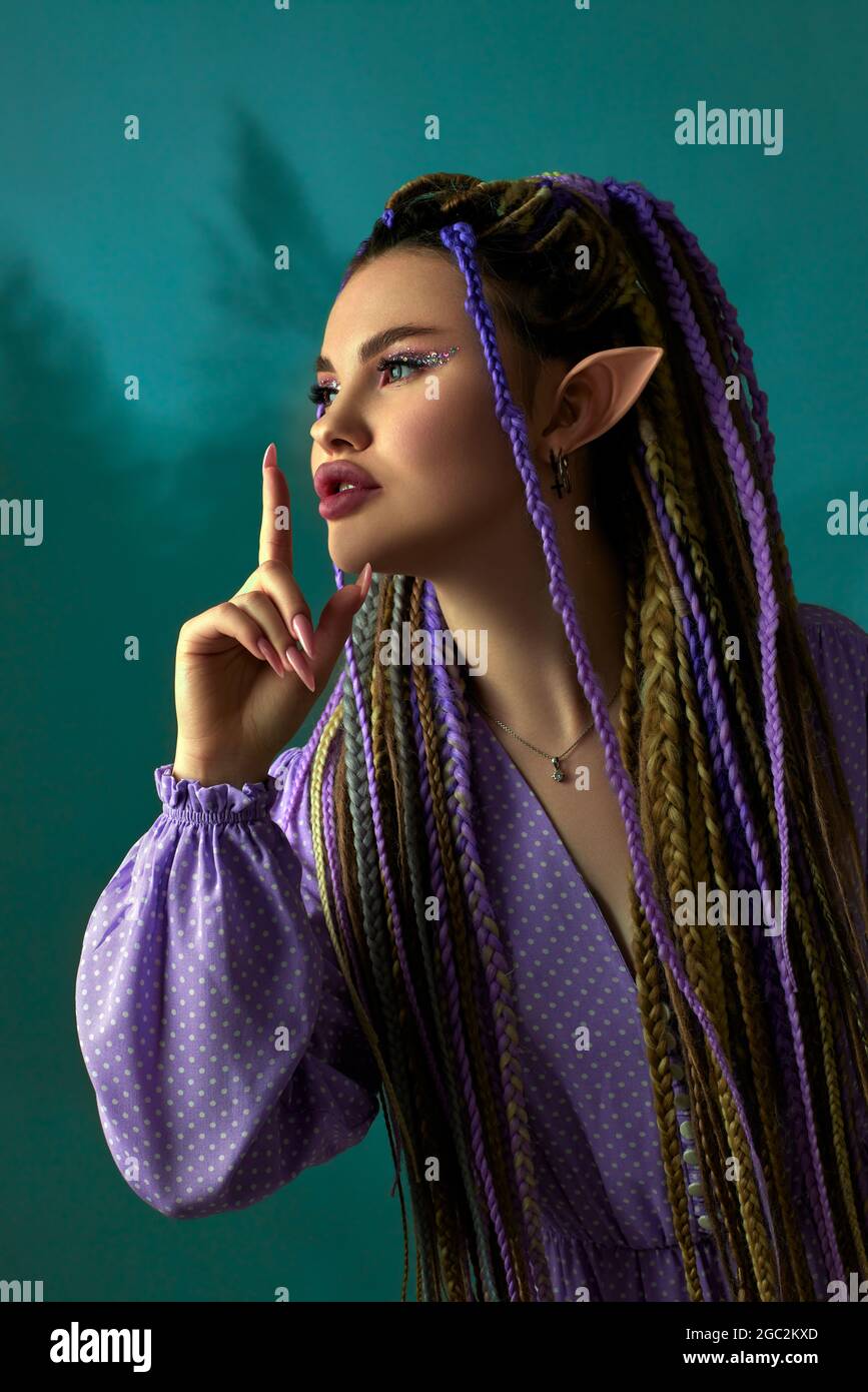 young and beautiful woman elf posing at camera Stock Photo - Alamy