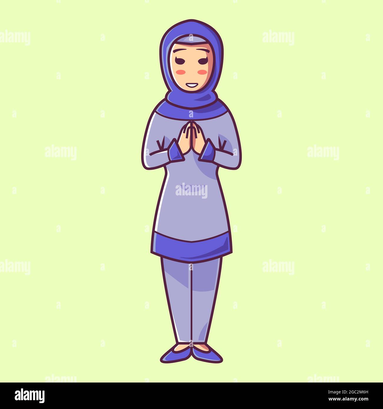 Muslim woman with greeting hand gesture Stock Vector Image & Art - Alamy