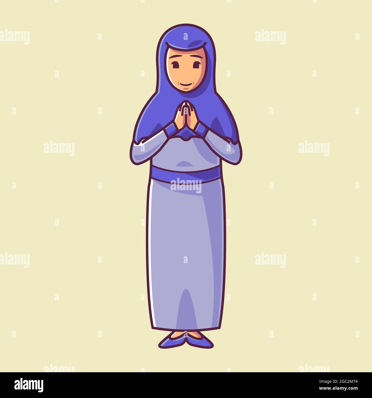 Muslim woman with greeting hand gesture Stock Vector Image & Art - Alamy