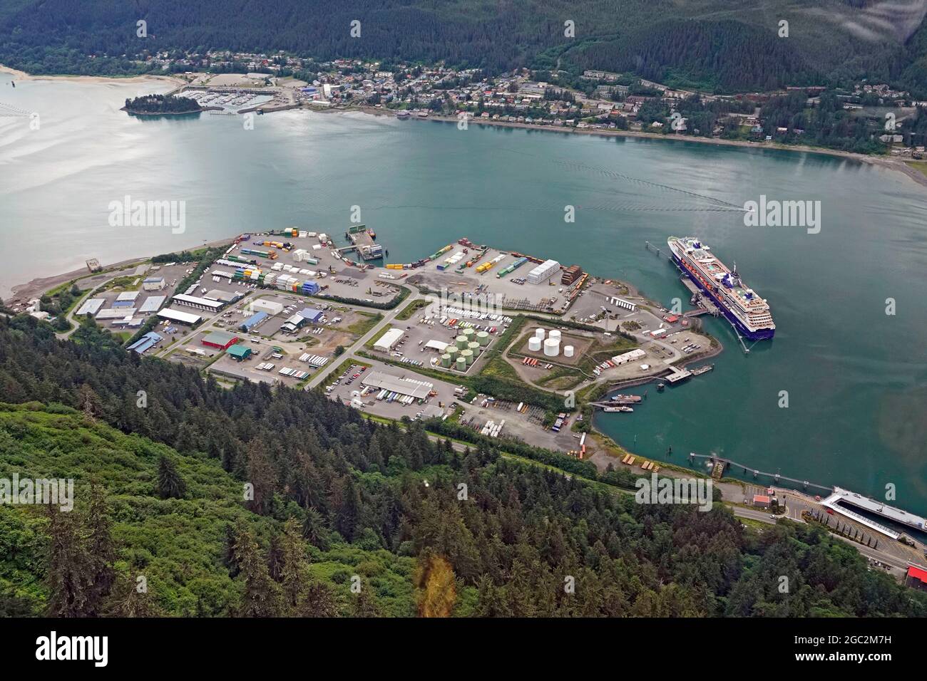 Juneau, Alaska, July 2021. Overview of the Juneau port area, the ...