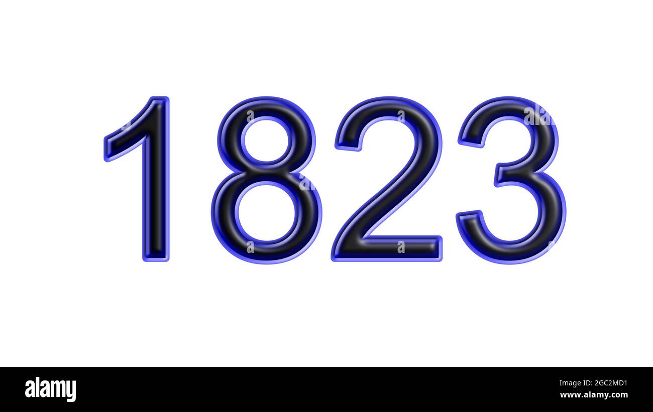 blue 1823 number 3d effect white background Stock Photo - Alamy