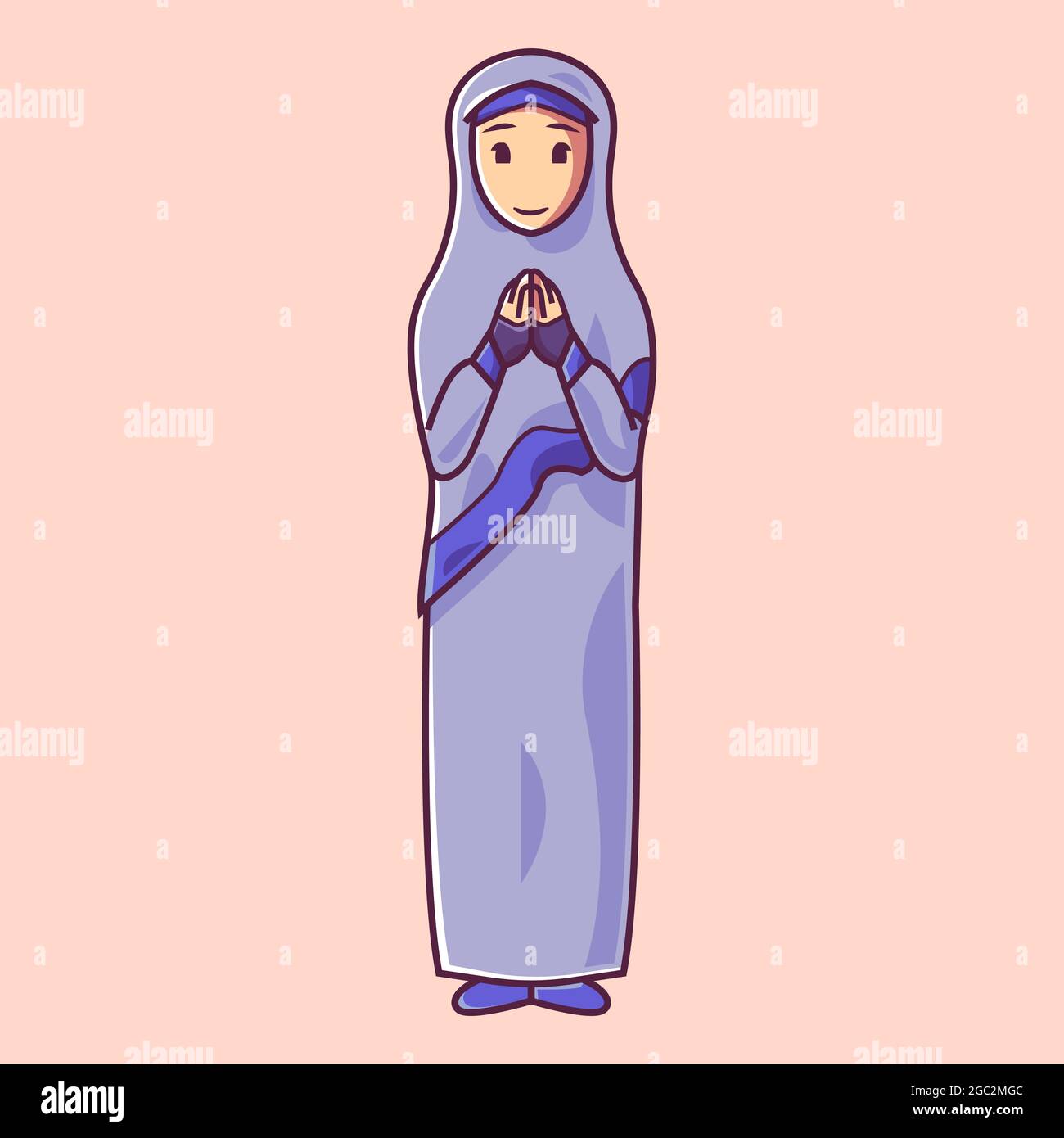 Muslim woman in greeting pose. Posing namaste Stock Vector Image & Art ...