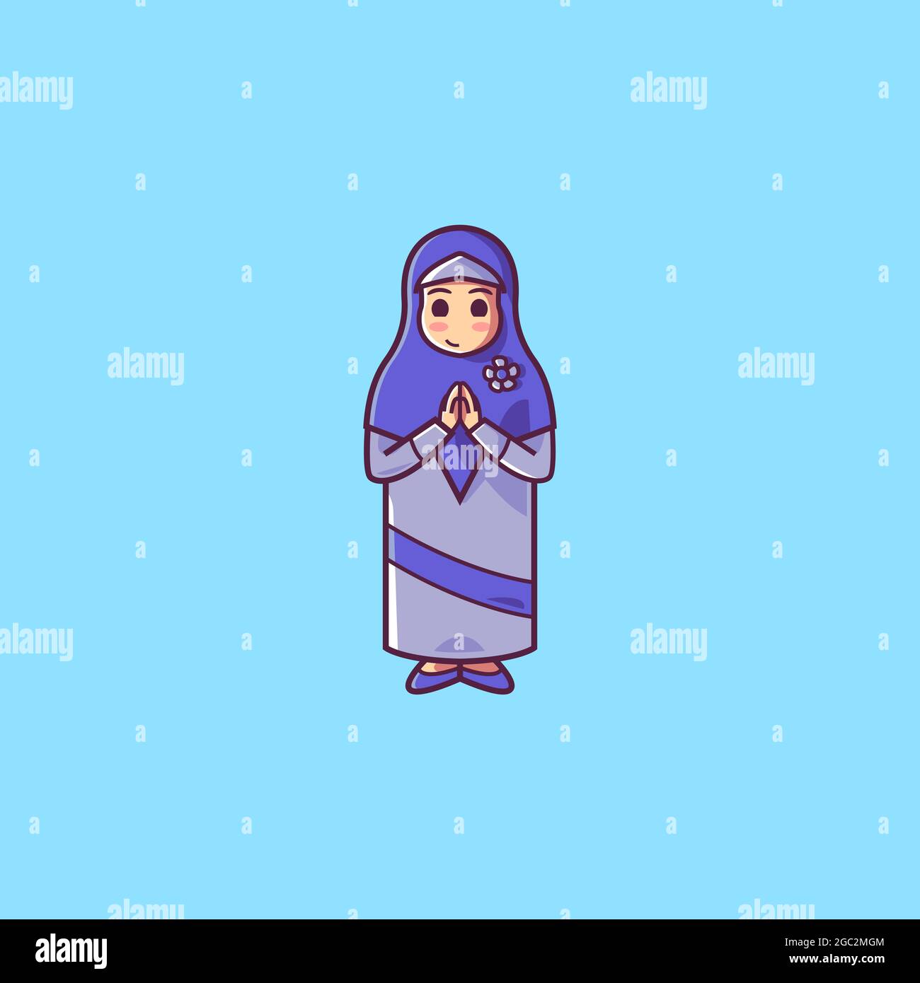 Muslim girl with greeting hand gesture Stock Vector Image & Art - Alamy