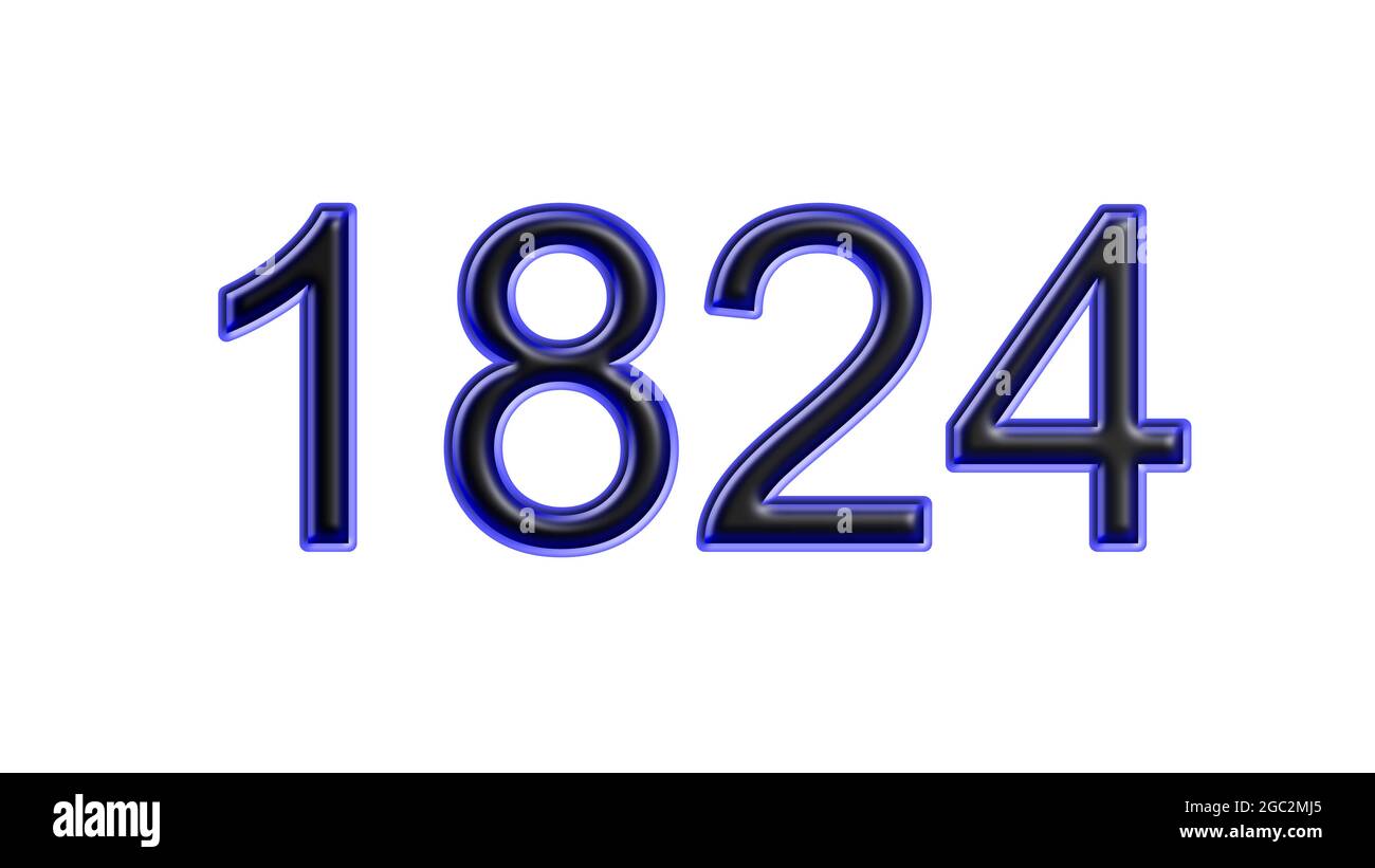 blue 1824 number 3d effect white background Stock Photo - Alamy